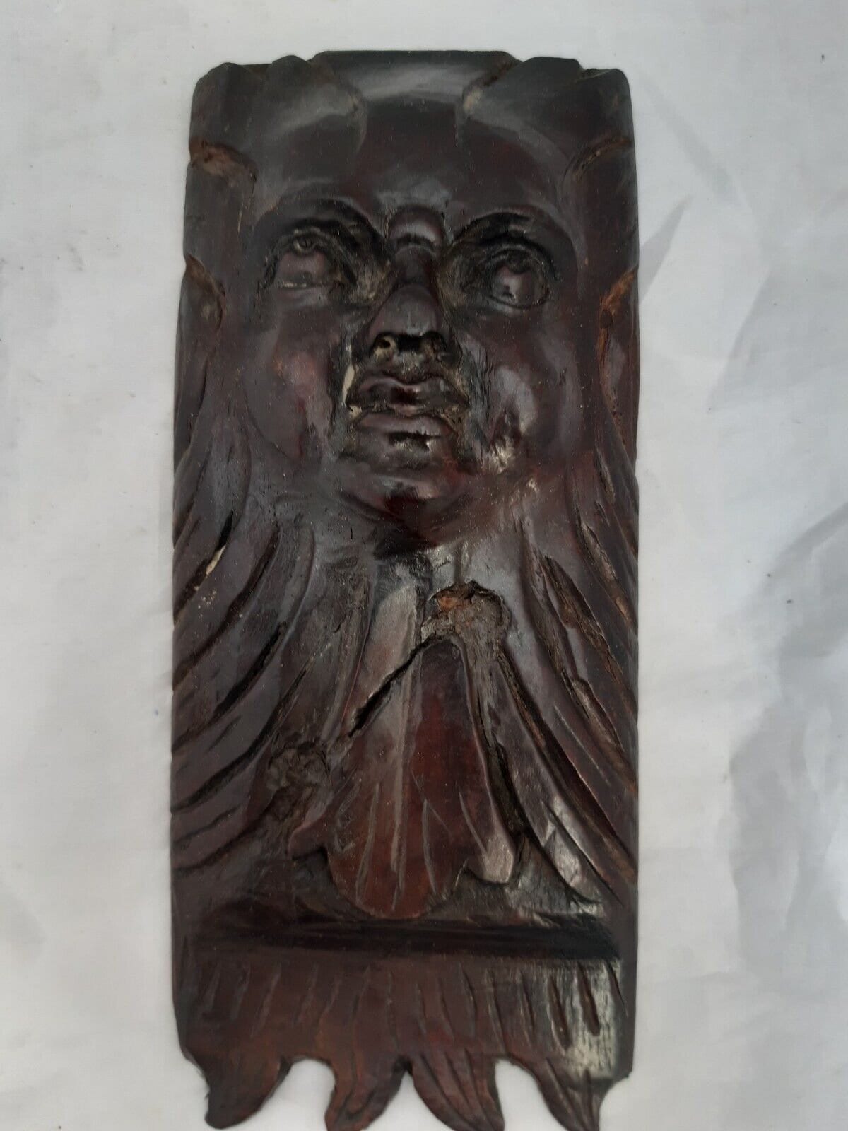 17th Antique French Carved Cherub Devil Angel Head Walnut Wood Ornament ...