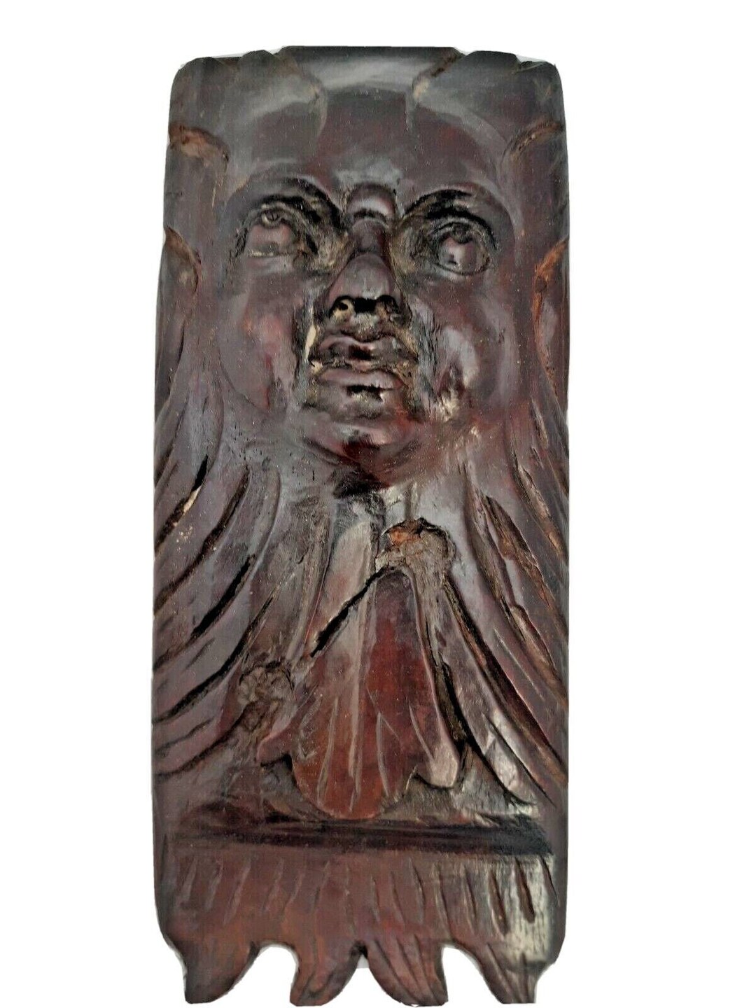 17th Antique French Carved Cherub Devil Angel Head Walnut Wood Ornament ...