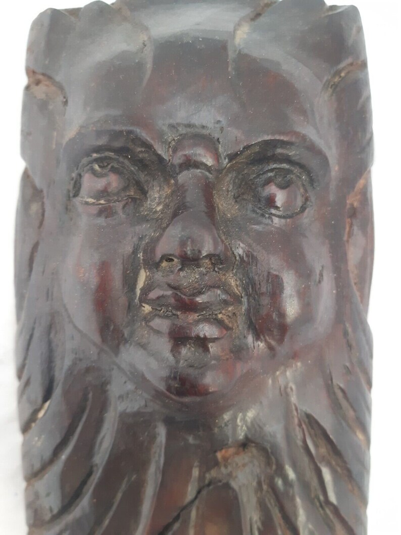 17th Antique French Carved Cherub Devil Angel Head Walnut Wood Ornament ...