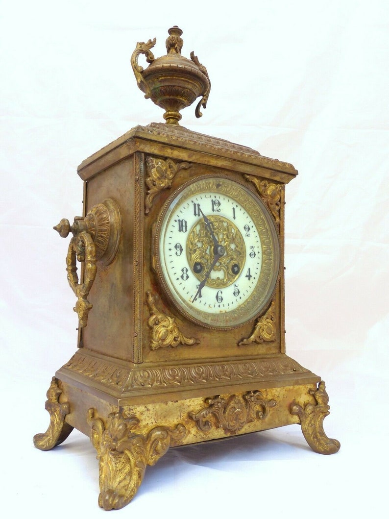 16 Gorgeous Antique French Bronze Lion Clock 19th Paris Movement ...