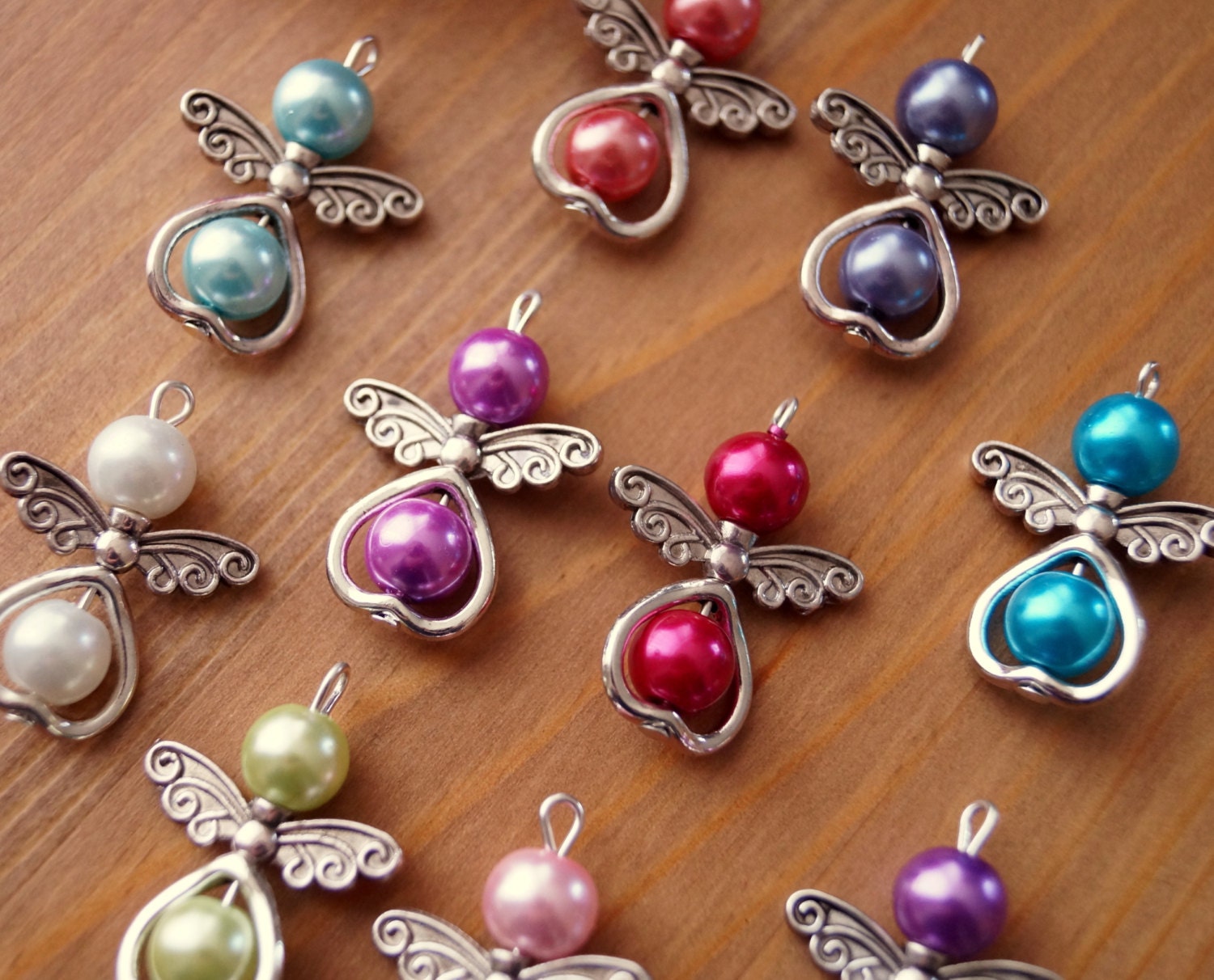 10 or 20 Mixed Angel Charms Pendant Metal Heart Pearl Beads | Etsy