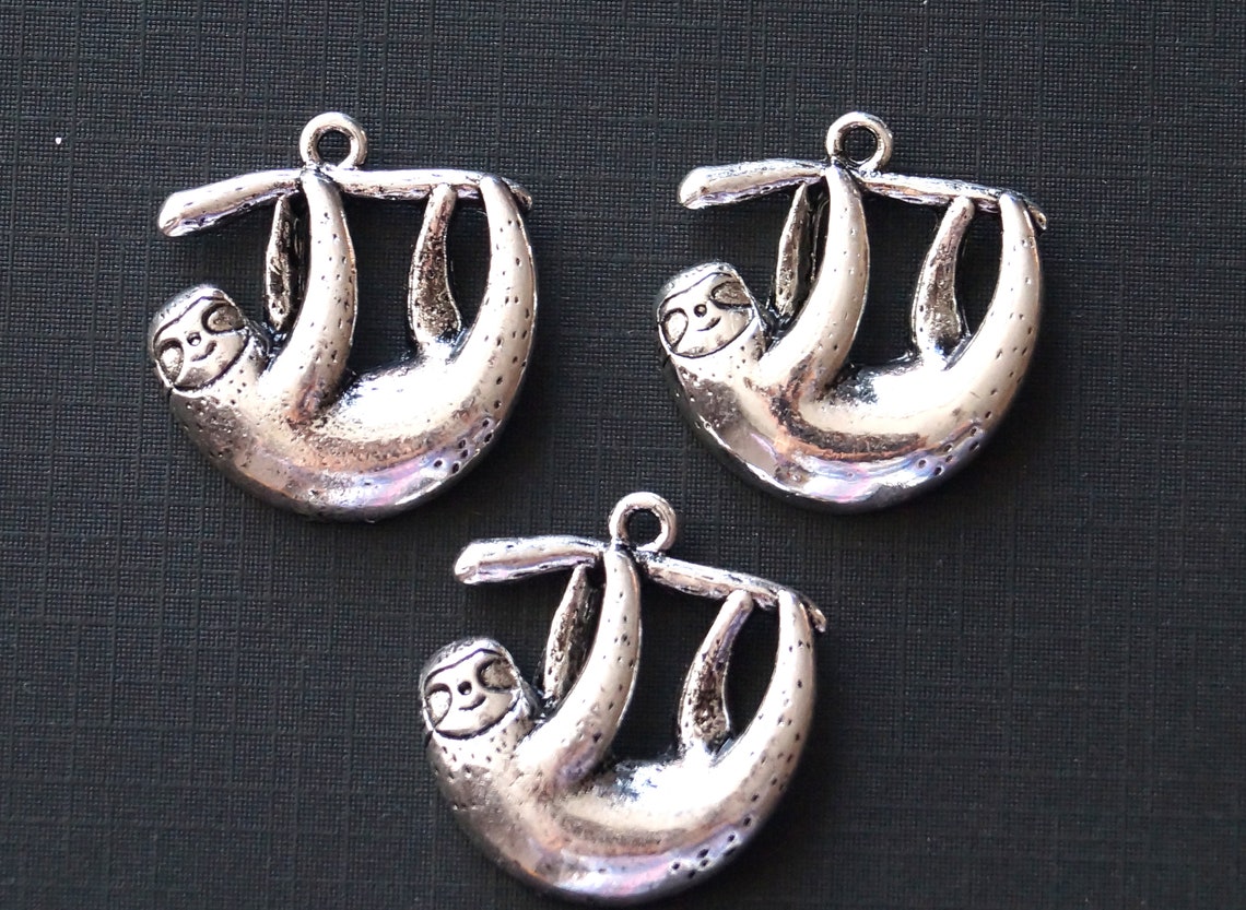 5 Sloth Hanging From the Tree Branch Funny Tibetan Silver | Etsy