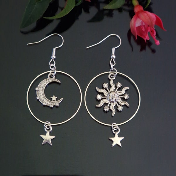 Stars Sun Moon Earrings - Etsy