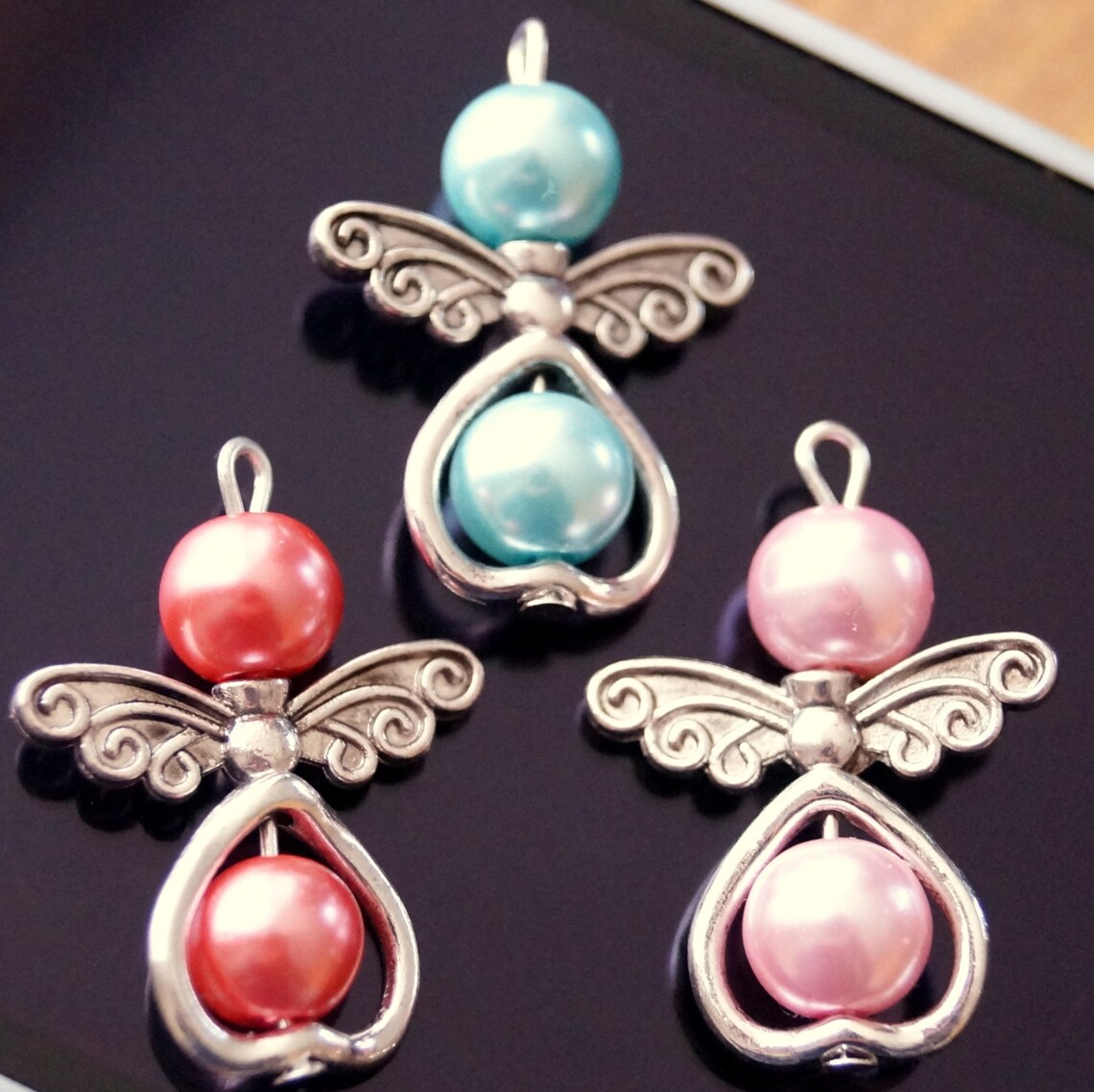 10 or 20 Mixed Angel Charms Pendant Metal Heart Pearl Beads - Etsy