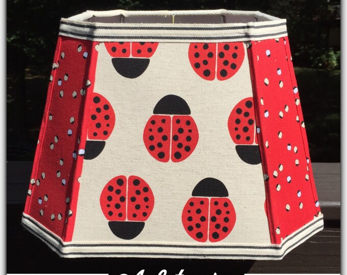 LADYBUG Handmade LAMP SHADE Lampshades With Red Black and Ivory Fabric ...