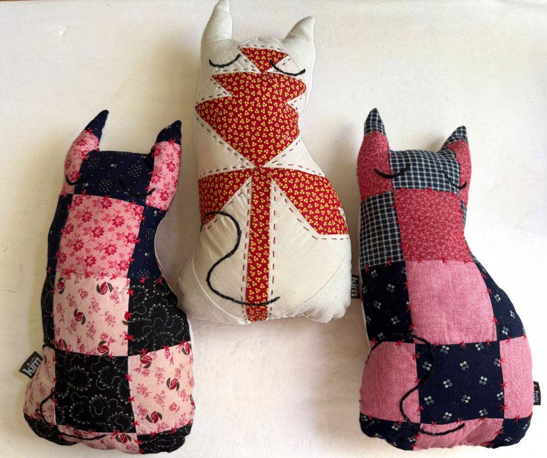 Vintage QUILT CAT PILLOW – Handmade Primitive Farmhouse Decor ...