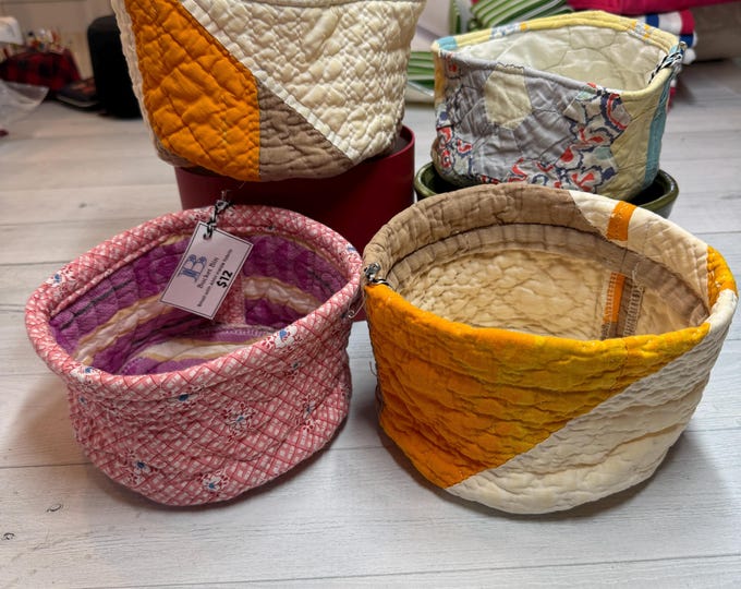Repurposed Antique VINTAGE QUILT BIN Bucket From up Cycled Vintage ...