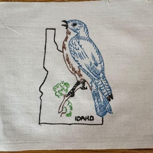 Vintage State Bird Embroidery Quilt Square: Americana Craft Fabric - Etsy