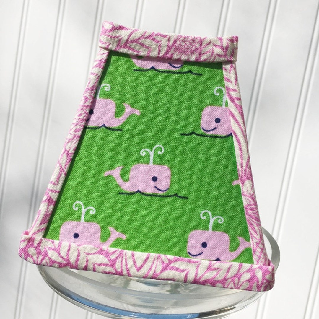 Handmade Preppy Whale Lampshade: Green Fabric, Tula Pink Trim - Etsy