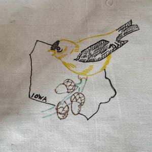 Vintage State Bird Embroidery Quilt Square: Americana Craft Fabric - Etsy