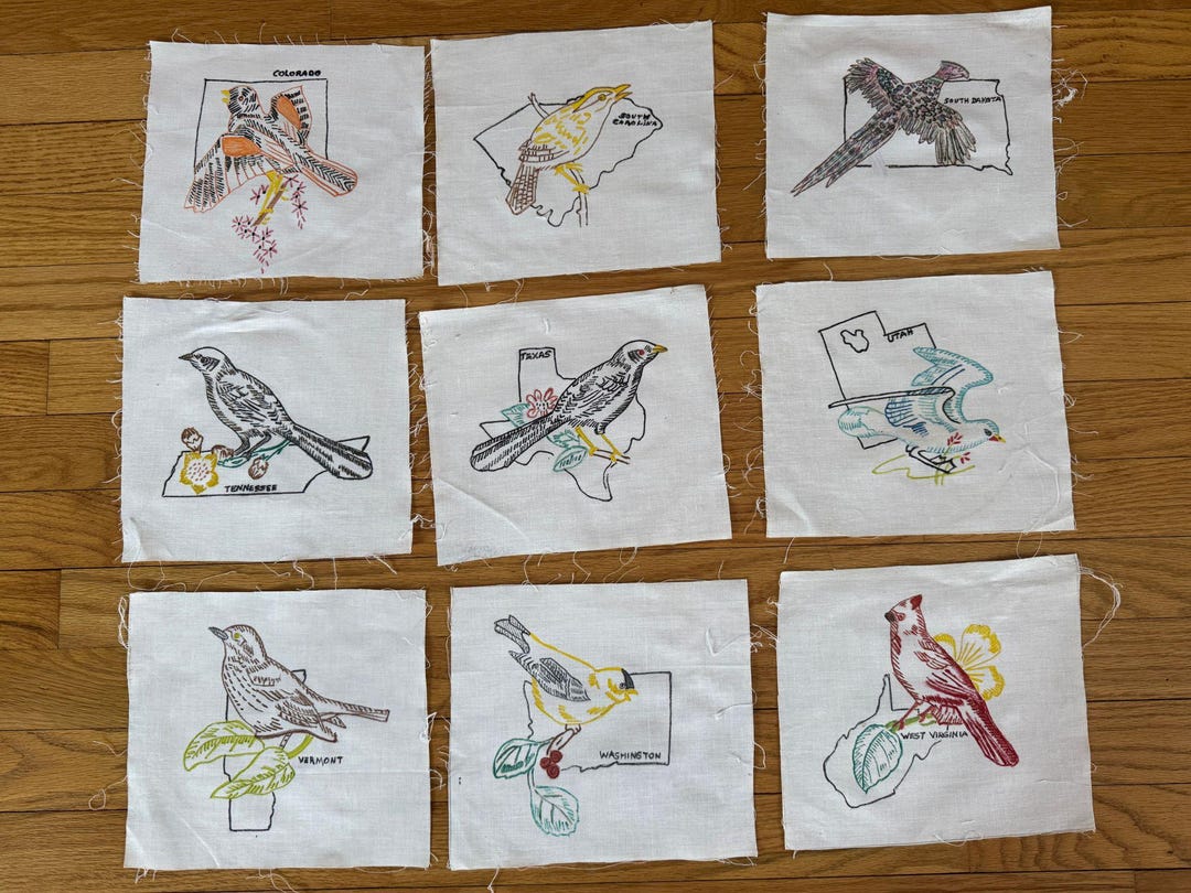 Vintage State Bird Embroidery Quilt Square Pick: Colorado South ...