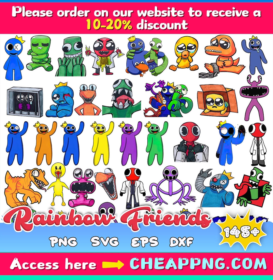 Rainbow Friends Clipart PNG Bundle, Blue PNG Bundle, Rainbow Friends ...