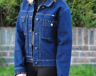 Beaded denim jacket | Etsy