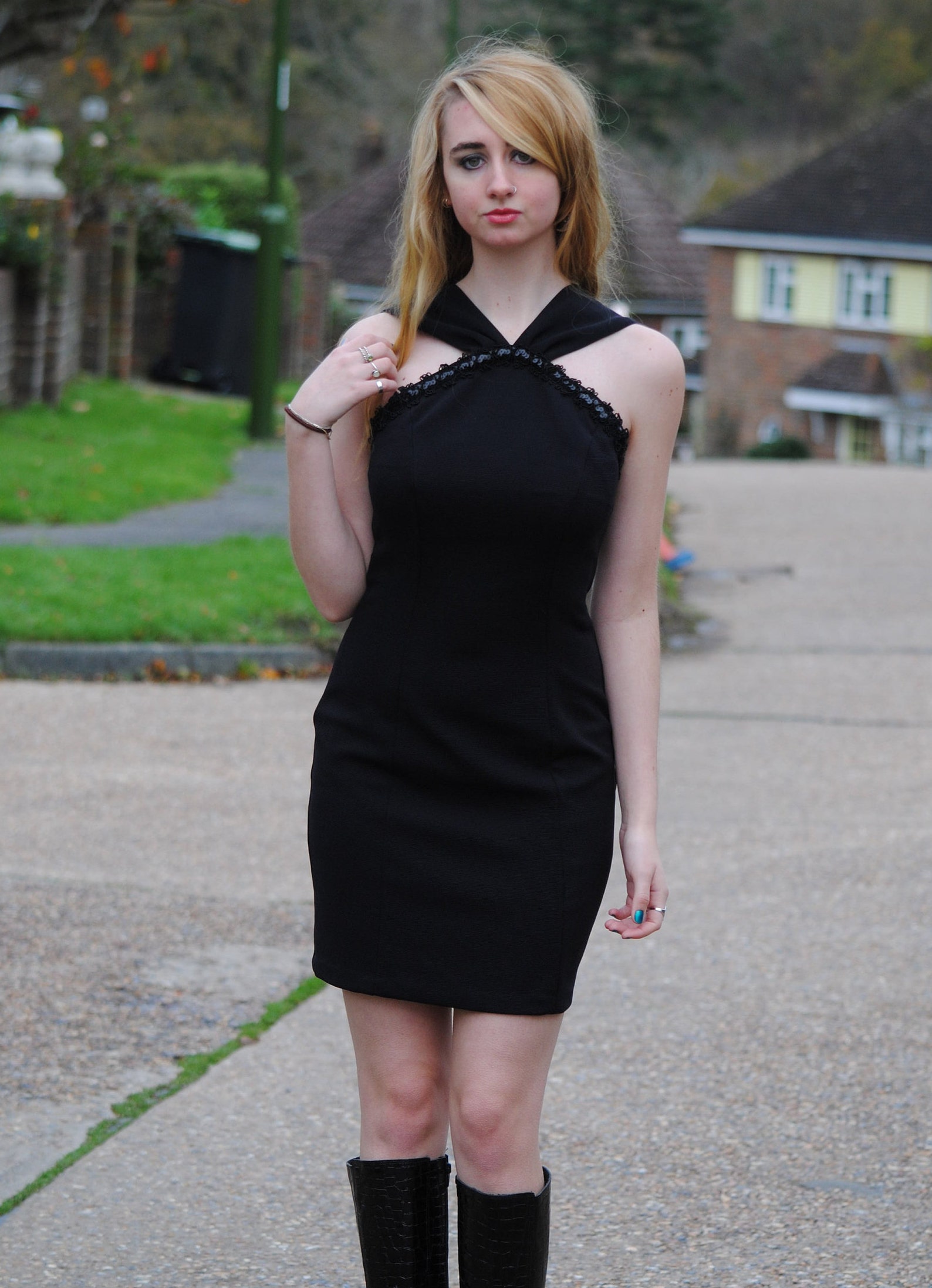 90s Vintage Black Halter Neck Mini Dress With Sequin Detail - Etsy