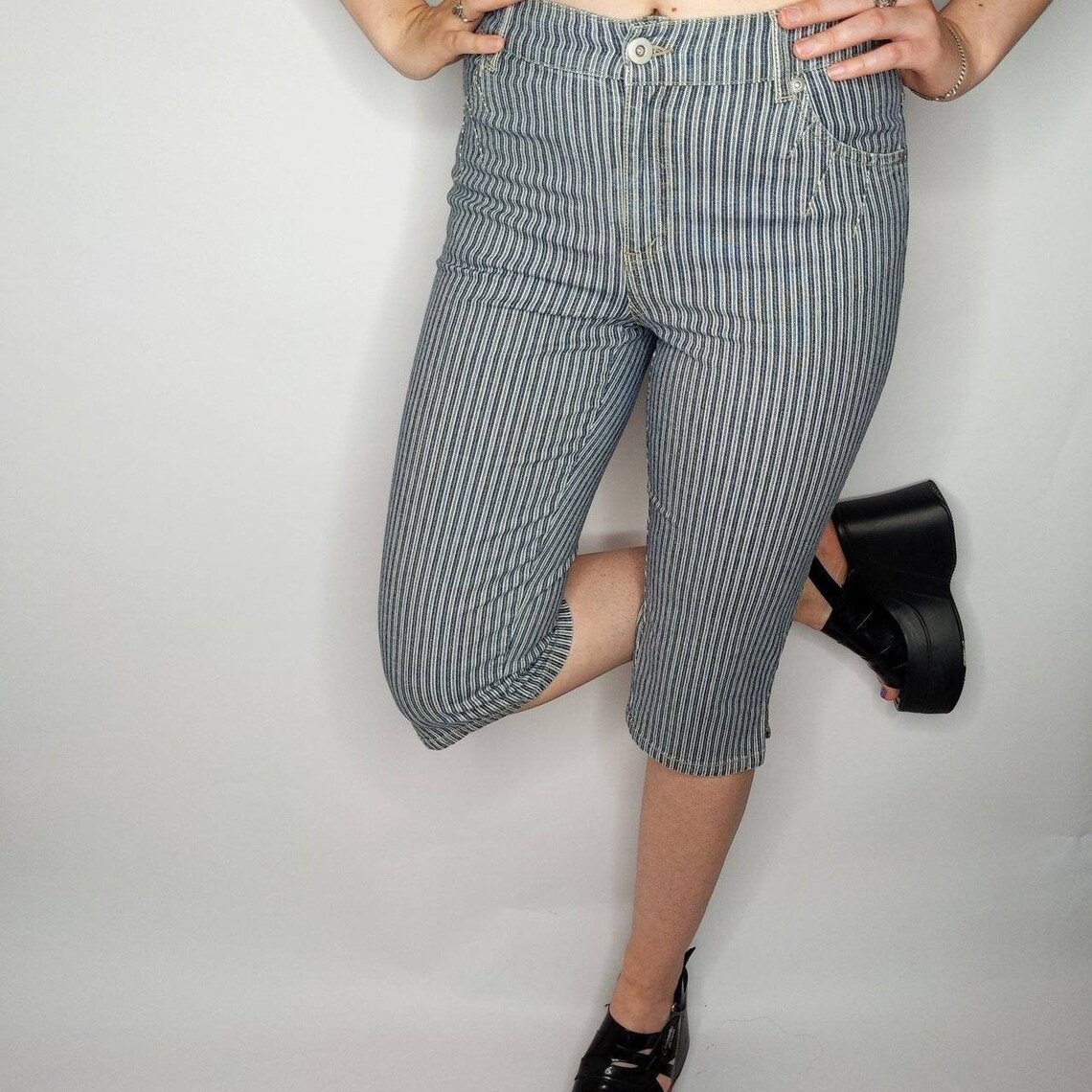 90s Vintage Denim Capri 3/4 Length Trousers Jeans - Etsy