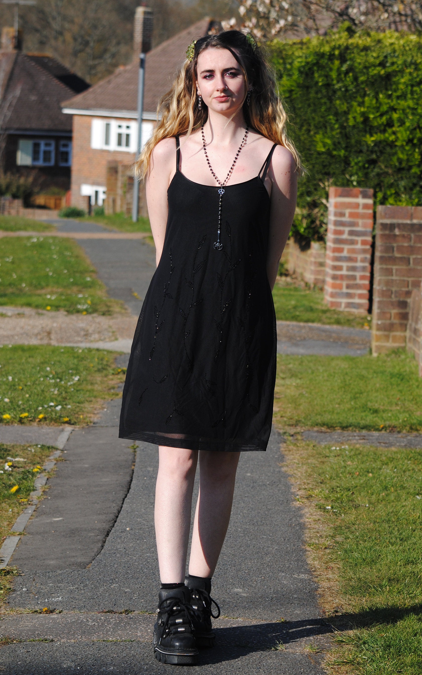 90s Vintage Black Beaded Floral Mesh Slip Dress - Etsy