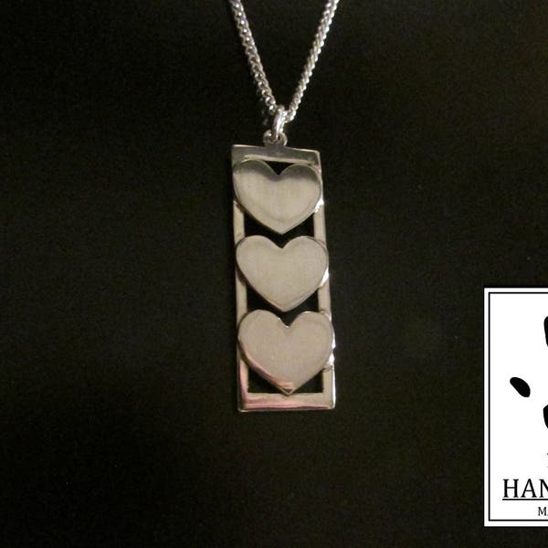 Triple Heart Pendant - Etsy
