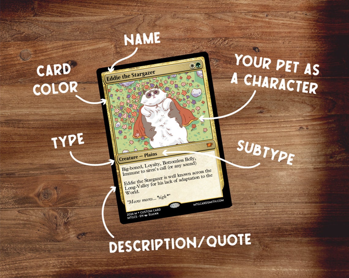 Custom MTG Cards With Your Pet Illustration Fun Hand-drawn Proxy Magic ...