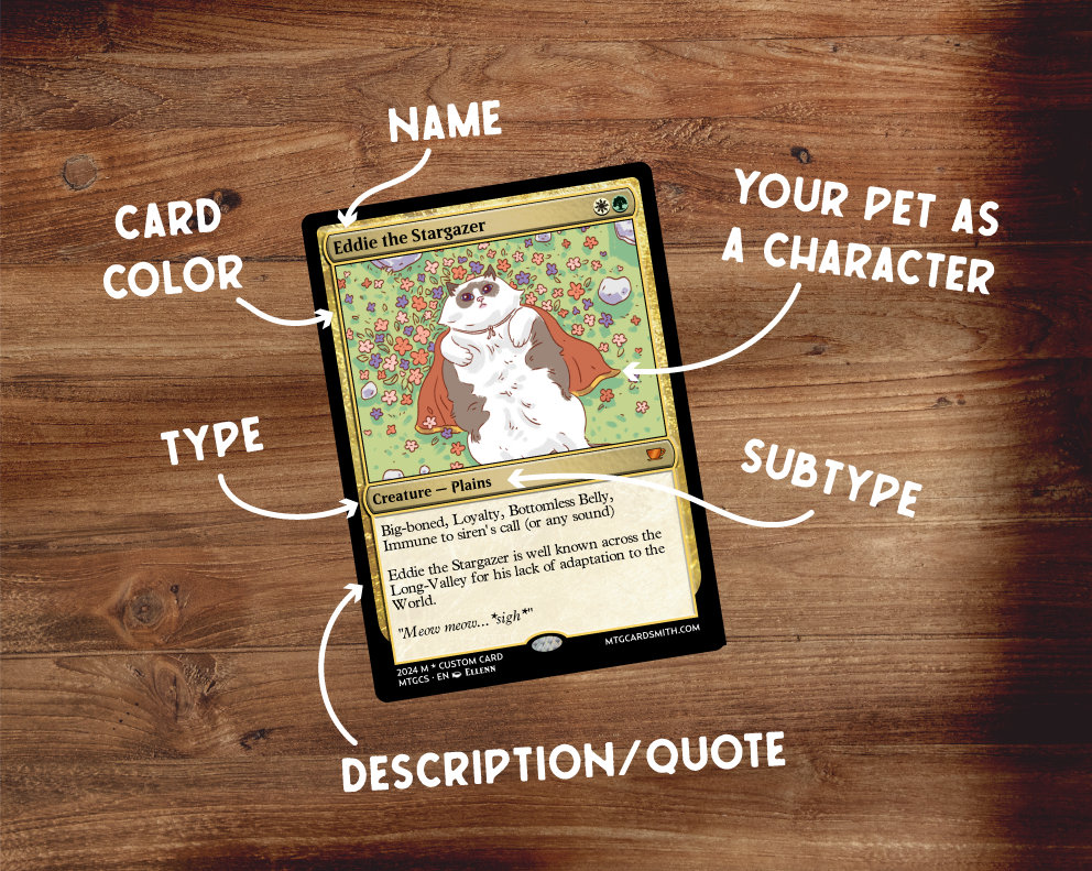 Custom MTG Cards With Your Pet Illustration Fun Hand-drawn Proxy Magic ...