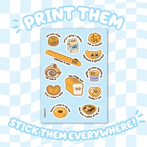 Bread & Pastry Stickers DIGITAL DOWNLOAD | 12 Unique Designs Cute ...