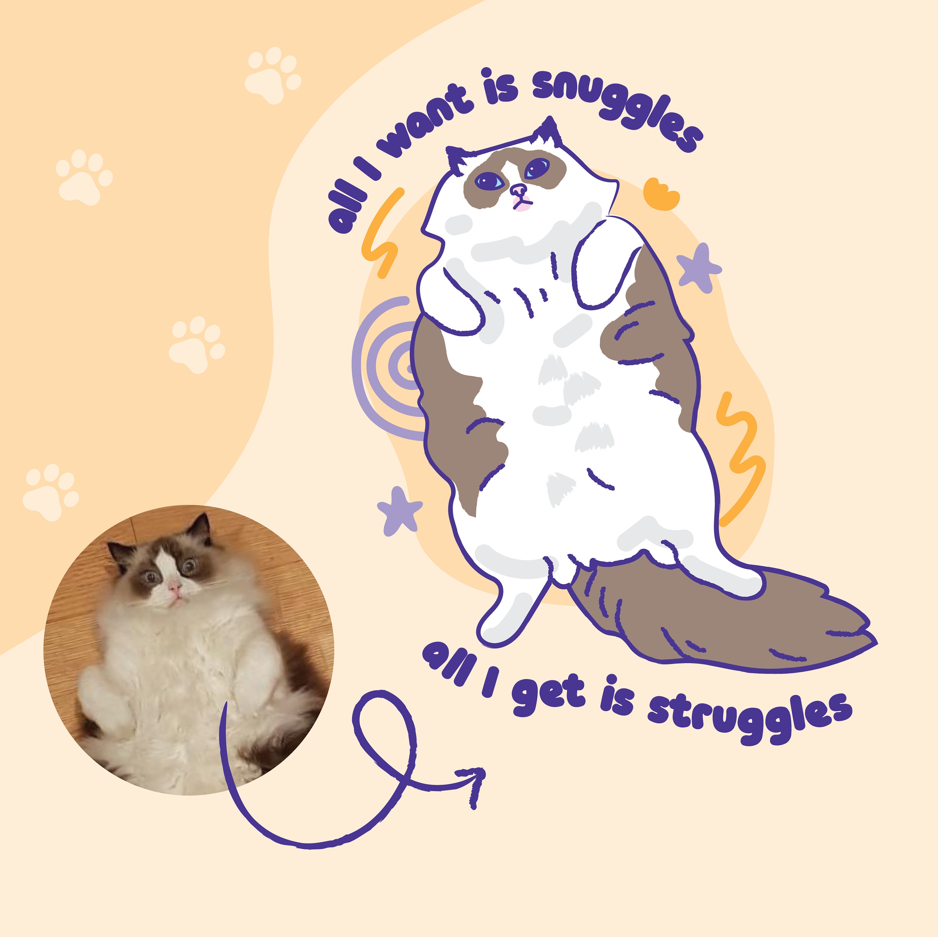 Custom Cat Vector Illustration, Personalised Cat Drawing Turn Your Cat ...