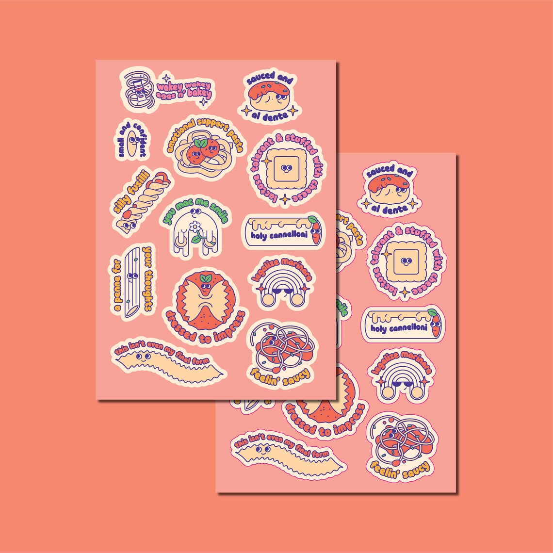 Pasta Stickers DIGITAL DOWNLOAD 13 Unique Designs Cute Stationery ...
