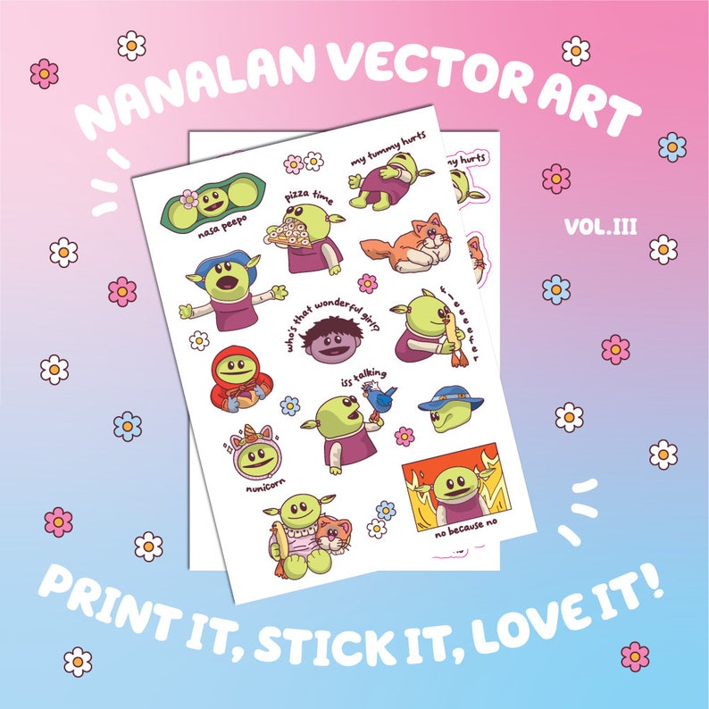 Nanalan Stickers Vol.3 DIGITAL DOWNLOAD | 13 Unique Designs Cute ...
