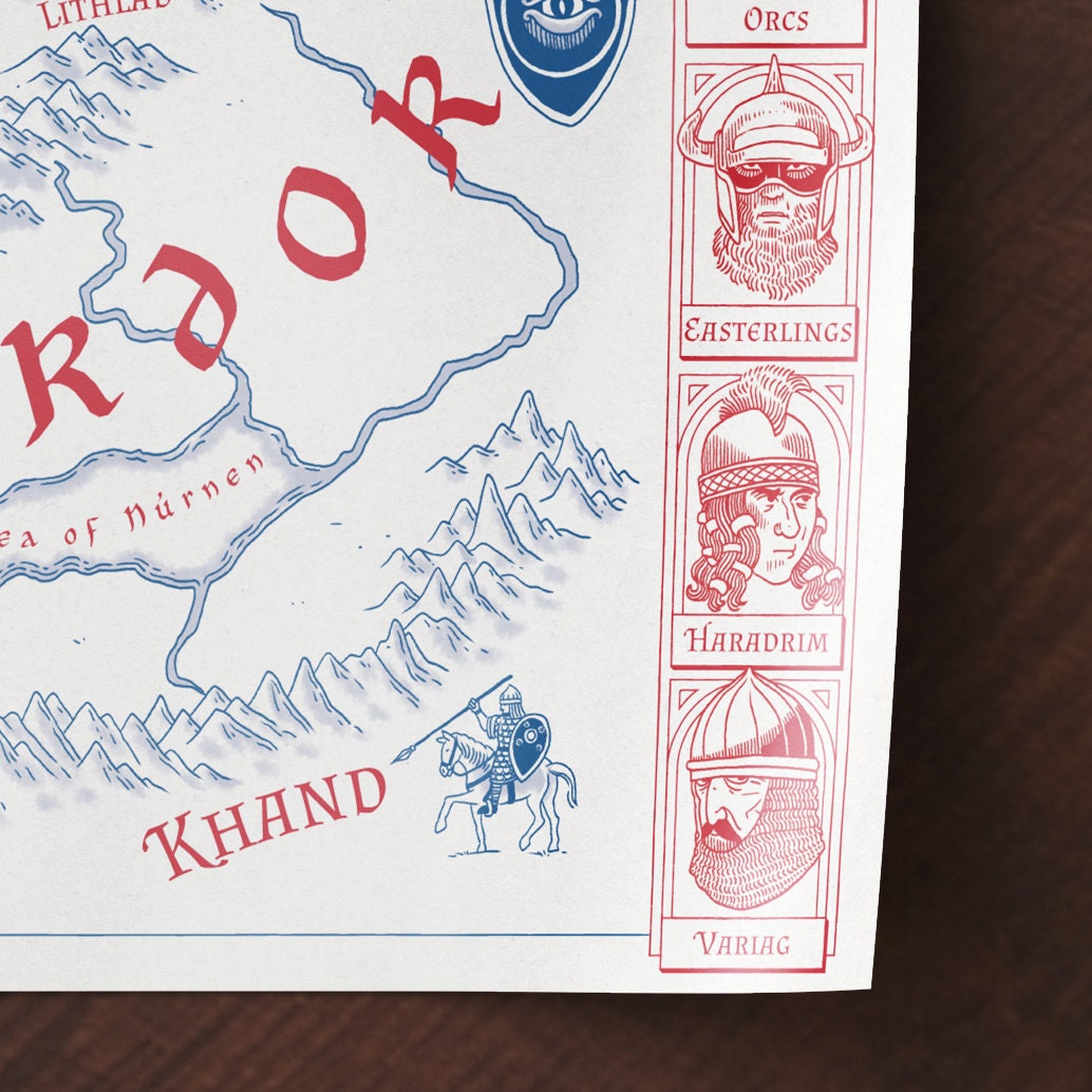 Mordor Map Digital Instant Download | Map of Middle Earth Wall Art ...