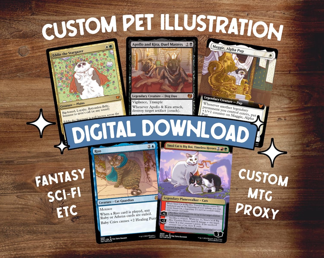 DIGITAL DOWNLOAD for Custom MTG Cards With Your Pet Illustration | Fun ...