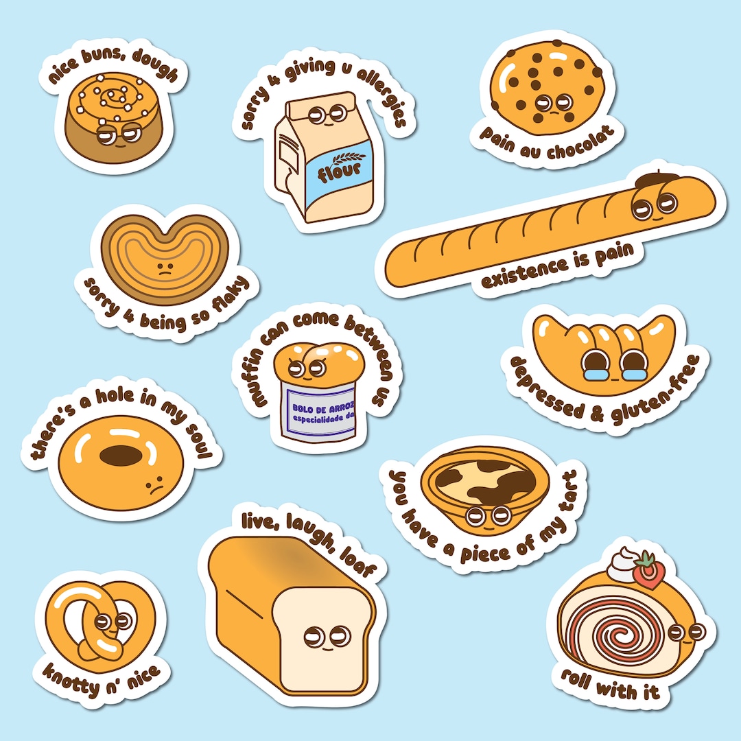 Bread & Pastry Stickers DIGITAL DOWNLOAD | 12 Unique Designs Cute ...