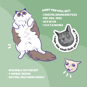 Custom Cat Vector Illustration, Personalised Cat Drawing Turn Your Cat ...