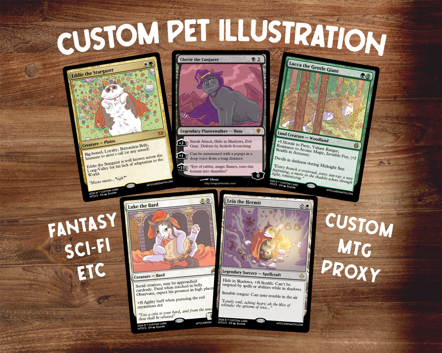 Custom MTG Cards With Your Pet Illustration Fun Hand-drawn Proxy Magic the Gathering Fantasy ...
