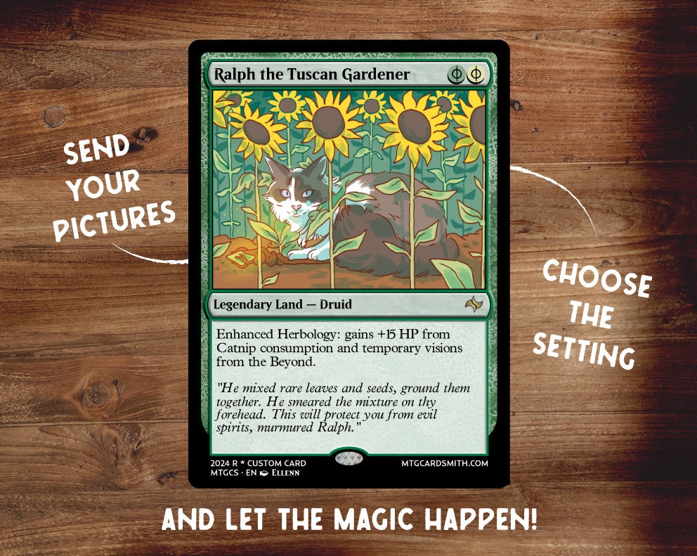 Custom MTG Cards With Your Pet Illustration Fun Hand-drawn Proxy Magic ...
