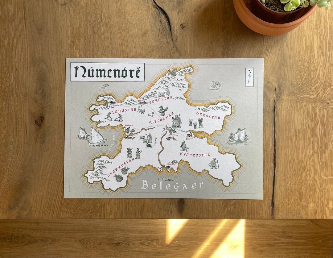 Númenor Map Digital Instant Download, Tolkien Art | Rings of Power ...