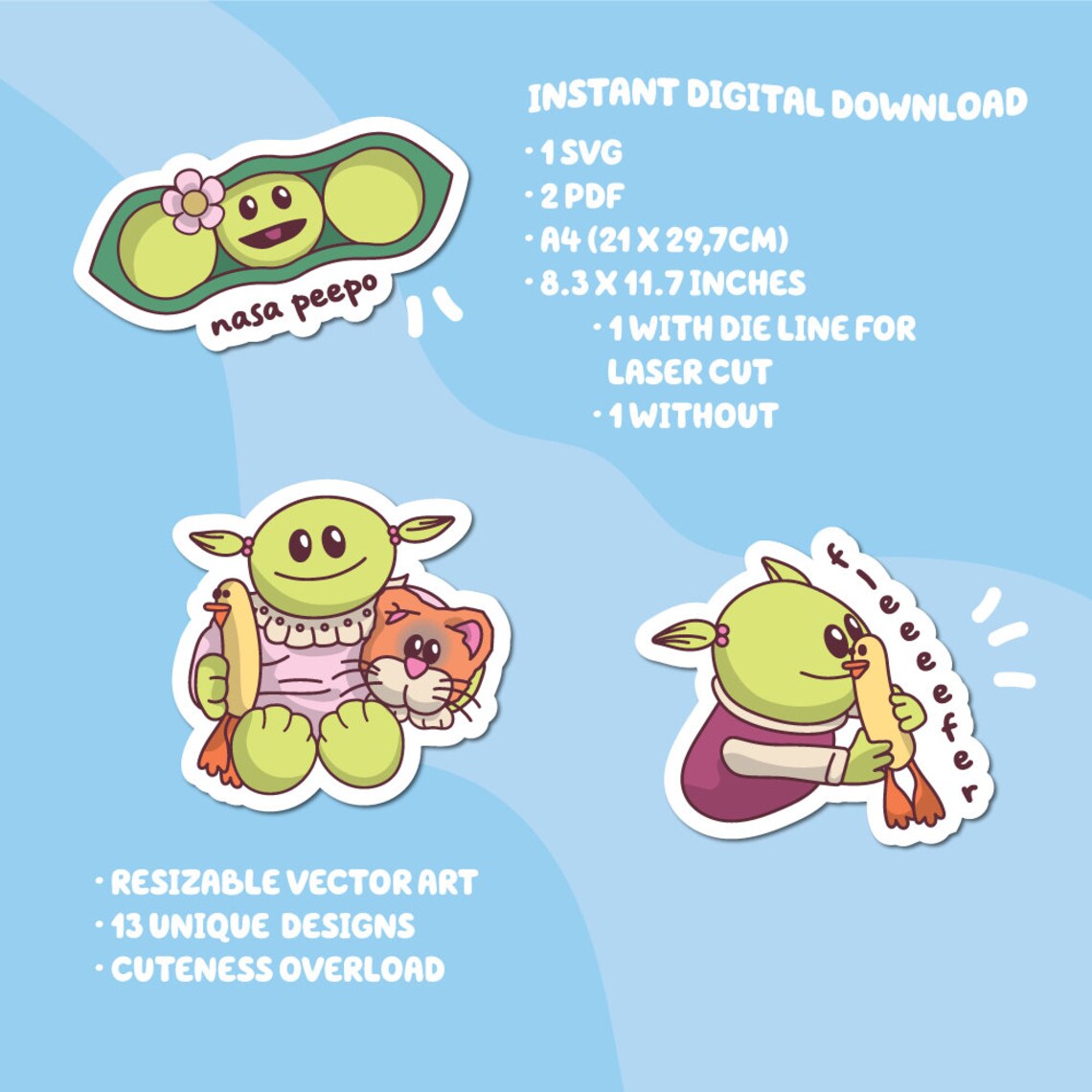 Nanalan Stickers Vol.3 DIGITAL DOWNLOAD | 13 Unique Designs Cute ...