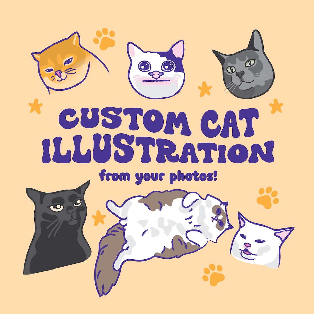 Custom Cat Vector Illustration, Personalised Cat Drawing | Turn Your ...