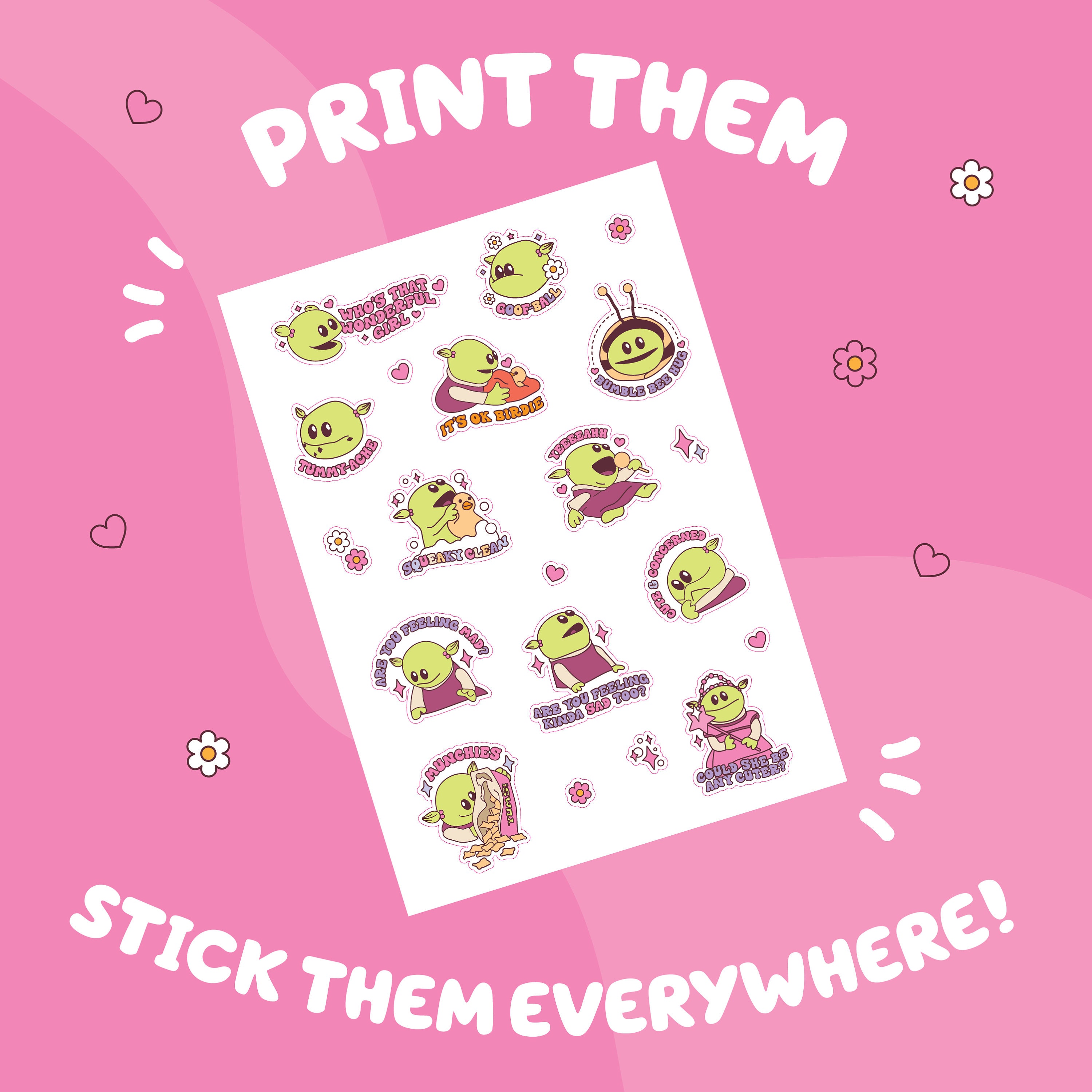 Nanalan Stickers DIGITAL DOWNLOAD 12 Unique Designs Cute Stationery ...