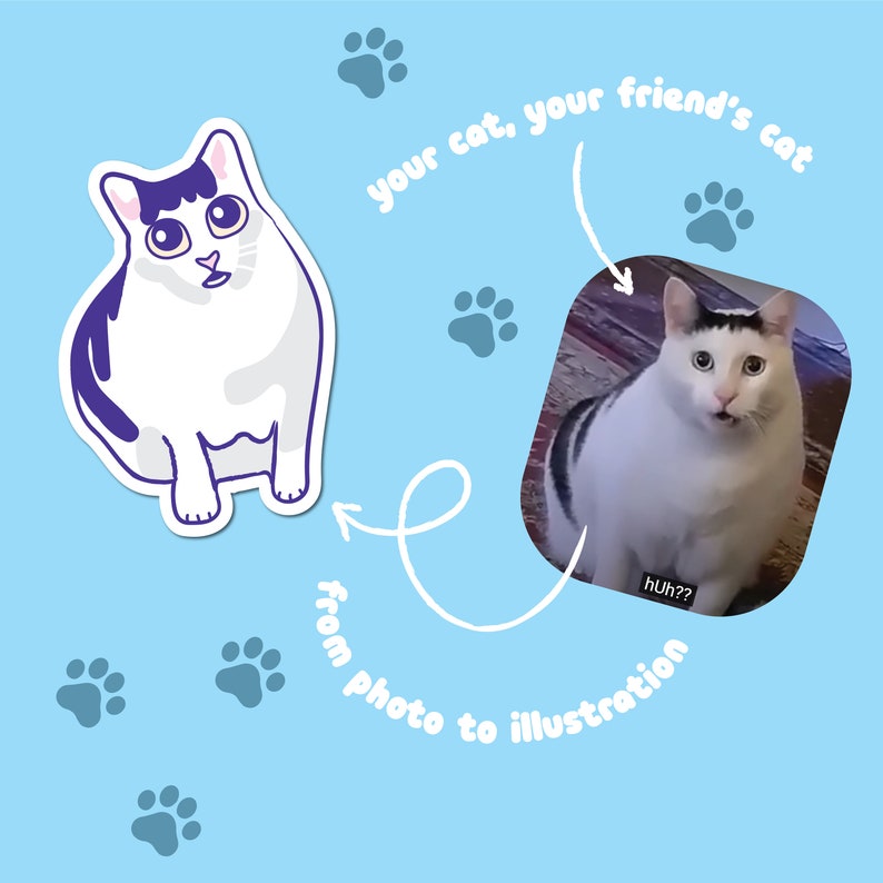 Custom Cat Vector Illustration, Personalised Cat Drawing Turn Your Cat ...