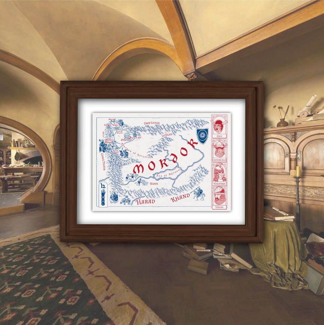 Mordor Map Digital Instant Download | Map of Middle Earth Wall Art ...