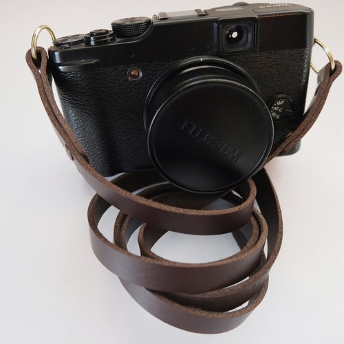 Brown Black Vegetable Tanned Leather Compact Camera Neck Strap - Etsy