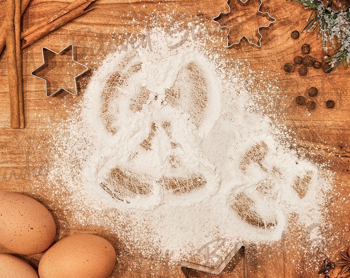 Flour Snow Angels Christmas Card Backdrop Digital Download - Etsy