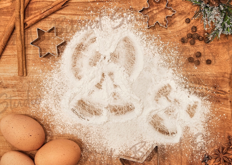 Flour Snow Angels Christmas Card Backdrop, Digital Download ...