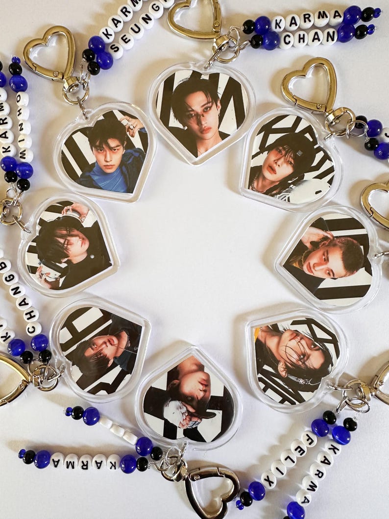 Stray Kids Karma Keychains | Skz Bias Keychains | Acrylic Heart Photo ...