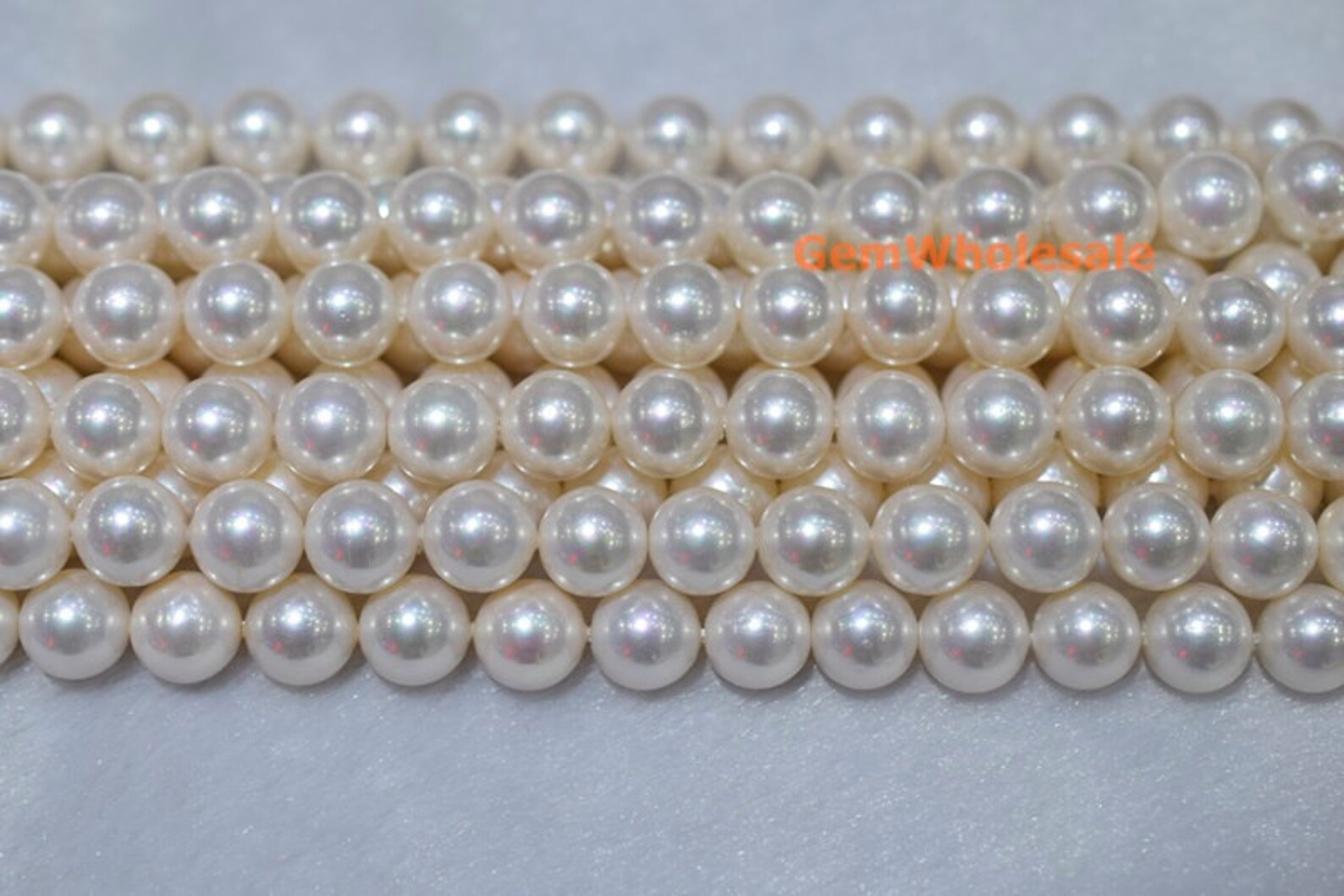 15.5" 8mm/10mm Luster White Shell Pearl Round Beads,luster White Shell ...