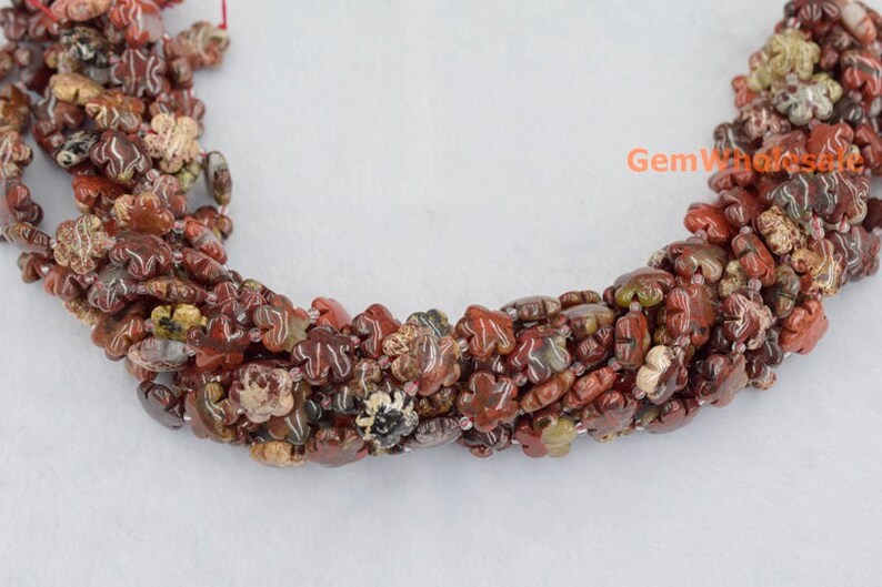 15.5" Red Flower Jasper Flower 15/20mm, High Quality Semi-precious ...