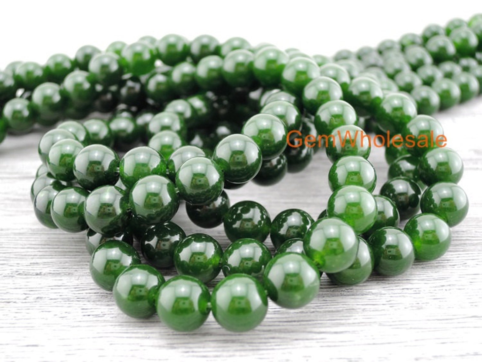 15" Dark Green Malaysian Jade 6mm/8mm/10mm/12mm Round Beads, Dark Green ...