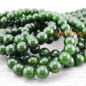 15" Dark Green Malaysian Jade 6mm/8mm/10mm/12mm Round Beads, Dark Green ...
