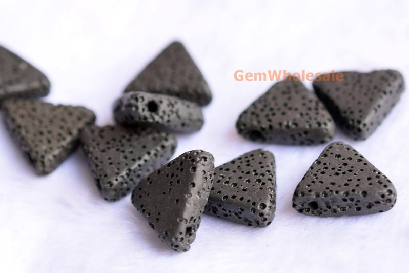 10PCS 18mm Black Lava Triangle Pendantdrilled Hole Along the | Etsy