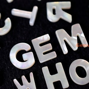 1pcs 10mm Natural White MOP Letters A-Z 26 Capitals Mother of Pearl ...