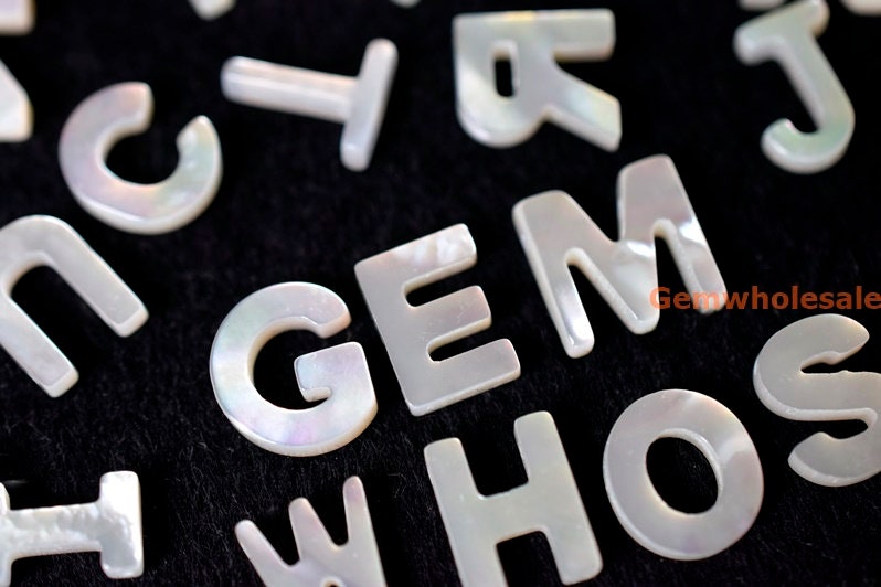 1pcs 10mm Natural white MOP letters A-Z 26 Capitals Mother of | Etsy